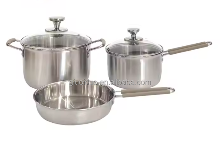Luxury Kitchenware Stainless Steel Pot Set with High Quality Glass ...