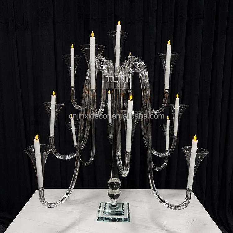 New Modern Large Crystal Glass Hurricane Candelabra Unique 13 Arms ...