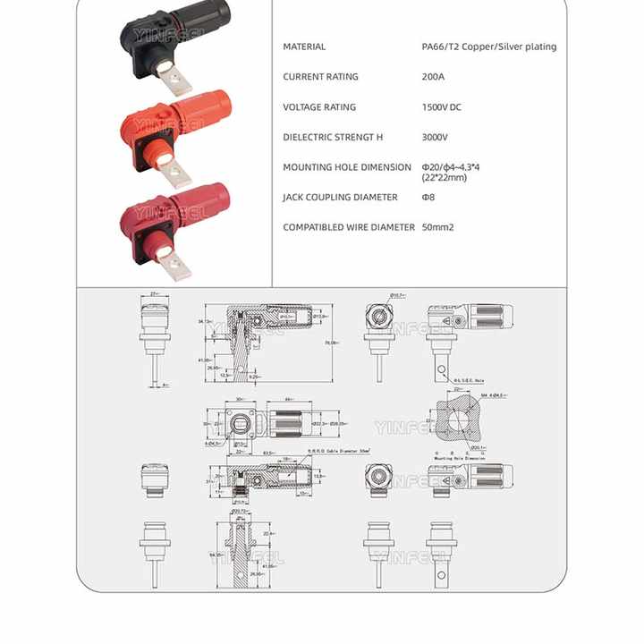 200A Quick Connect Electrical Connectors Inverter Battery Terminal ...