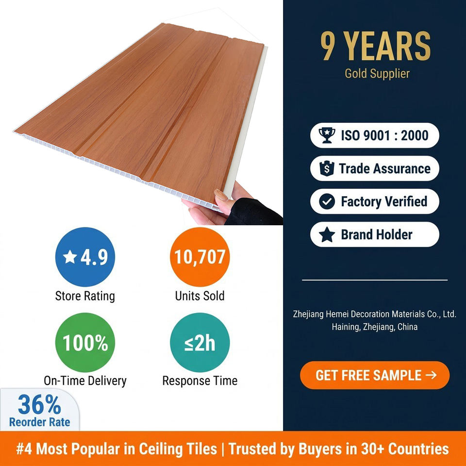 Eco-Friendly Wood Grain Laminated Surface PVC Ceiling Sheets Modern ...