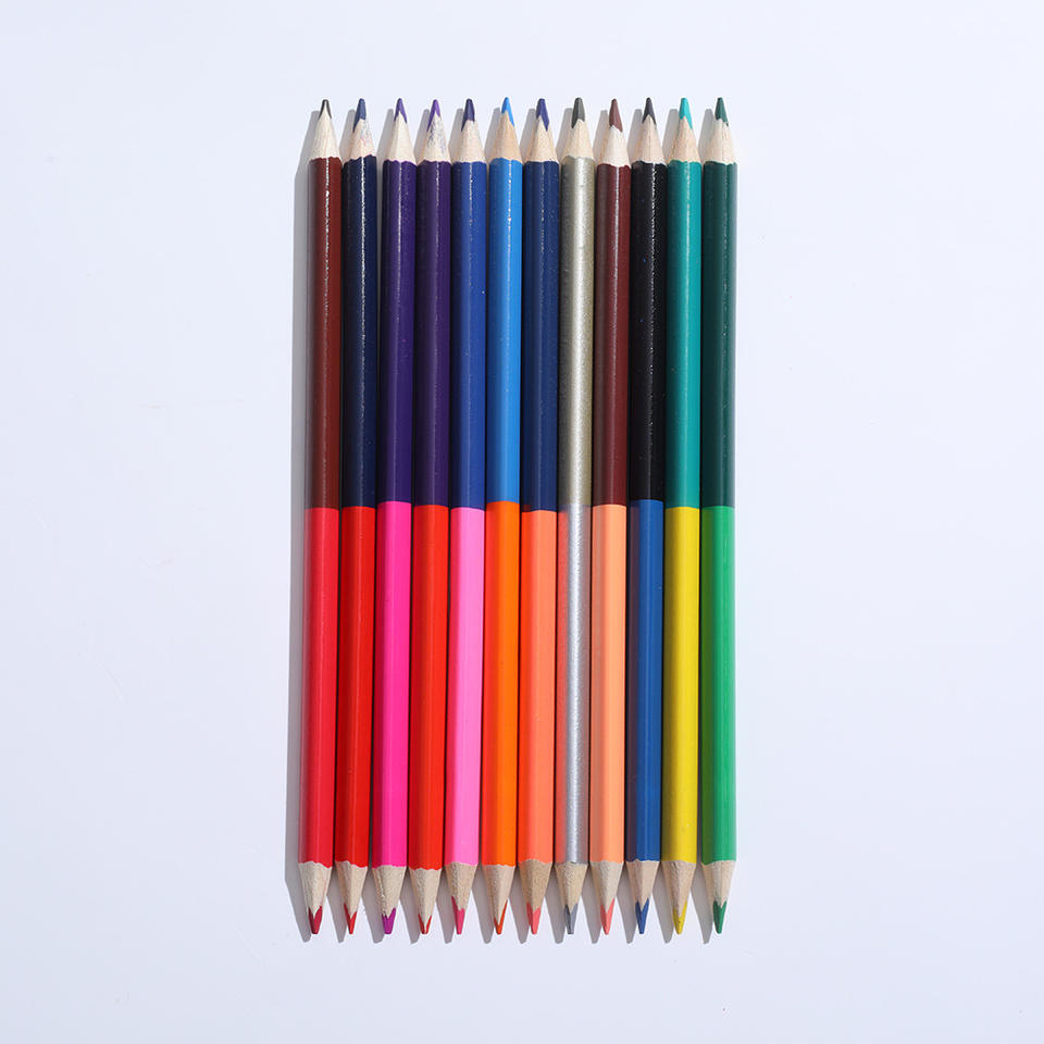 12 Pieces 24 Colors Double Sided Colored Dual Tip Pencil Set for Kids