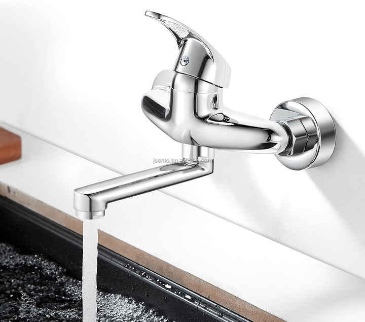 Single Lever Rotatable Kitchen Mixer Tap 360° Swivel Arm Deck Mounted ...