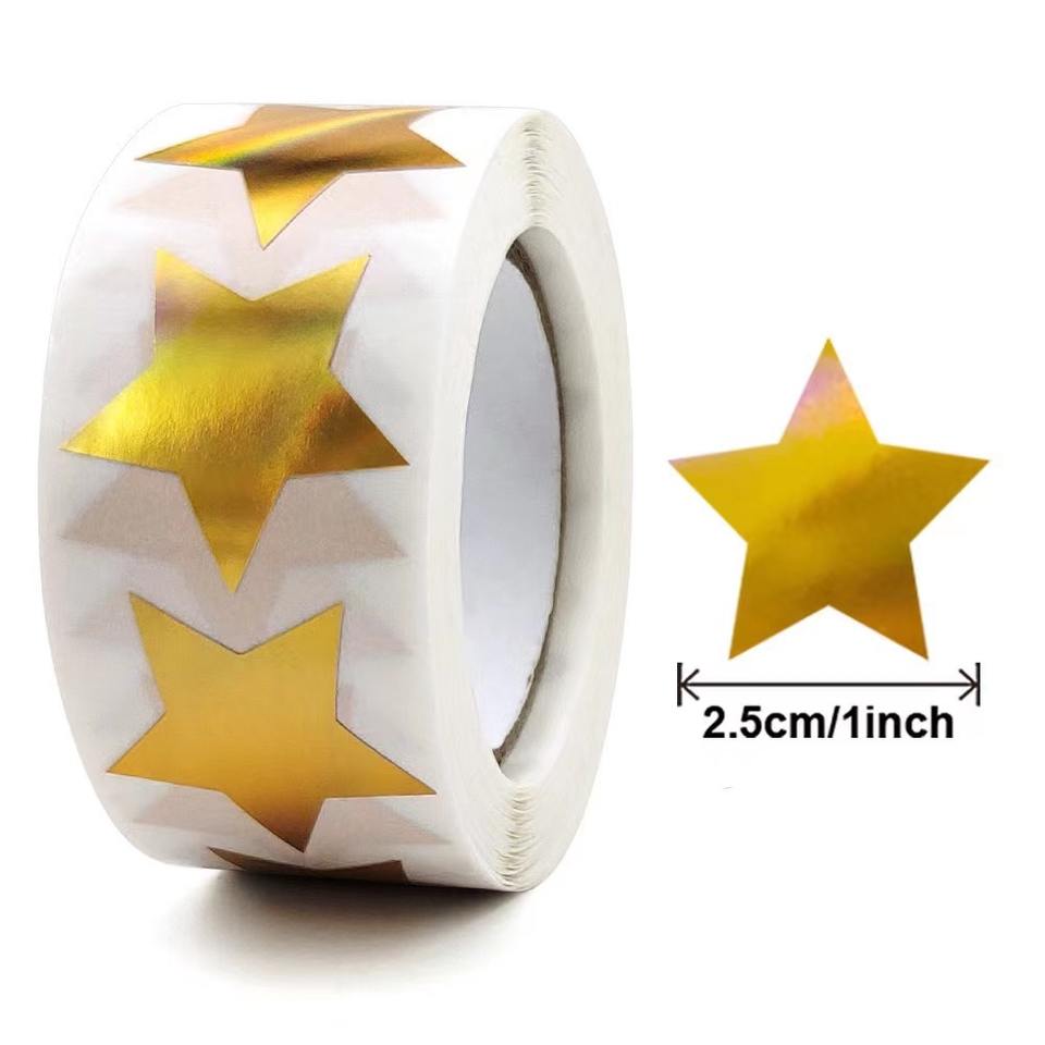 Colorful Radium Stars Roll Packaging Stickers Adhesive Decorative ...