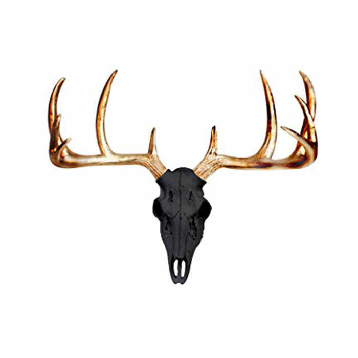 Corna d'oro nero e metallico Mini cervo teschio resina finta animale ...