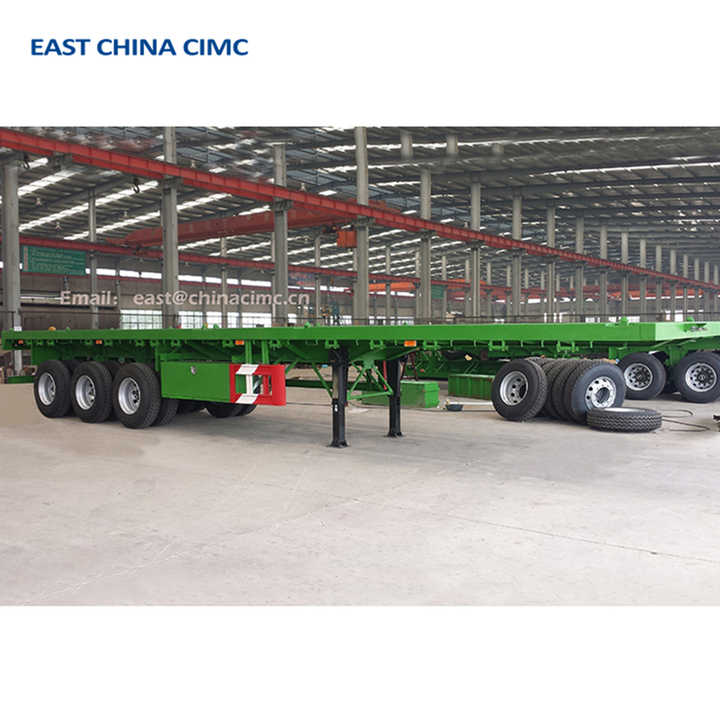 3 Axles 40ft Container Flatbed Trailer 30Tons Truck Semi Trailer for 20ft 53ft Containers With ...