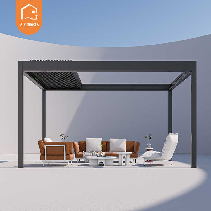 Aluminum Frame Gazebo Louvered Pergola Waterproof and Sunshade Outdoor ...