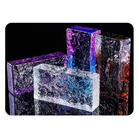 Gradient Color Glass Bricks Blocks Ice Crystal Solid Hot Melt Glass ...
