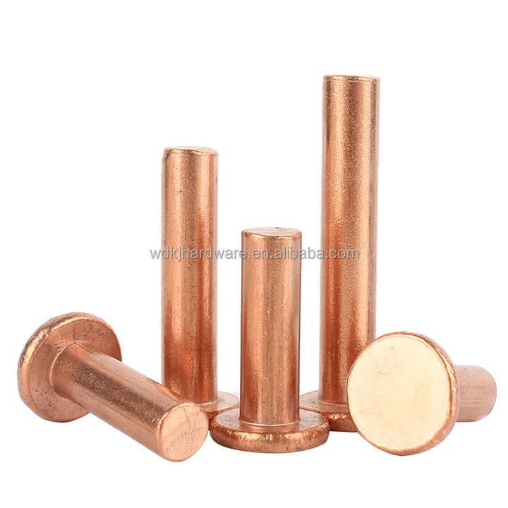 Red Copper Flat Head Solid Rivets GB109 Flat Cap Copper Rivets Hand ...
