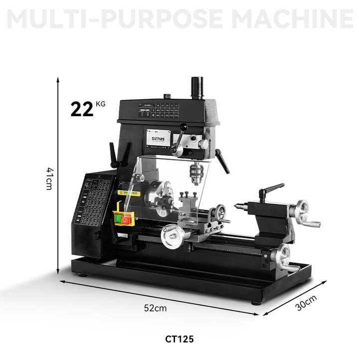 Mini máquina de torno de perforación de fresado CT125 combo de molino ...