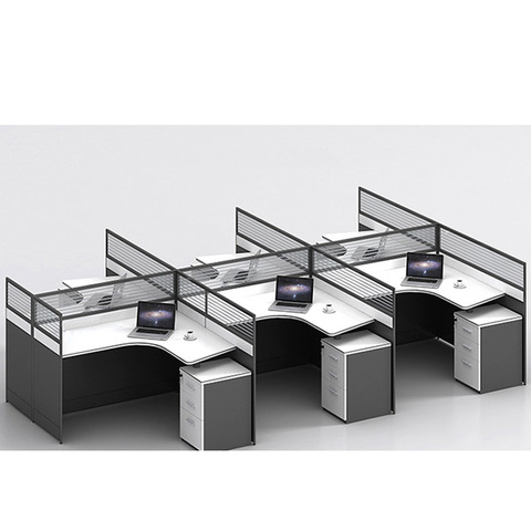 120 Degree Office Workstation for 6 - Modern Office Desks in 120 Colors ...