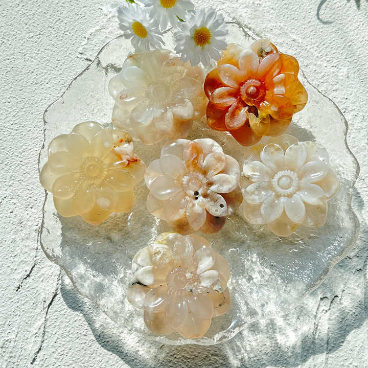 Wholesale Natural Cherry Agate Snowflake Crystal Rough Ornaments Flower ...