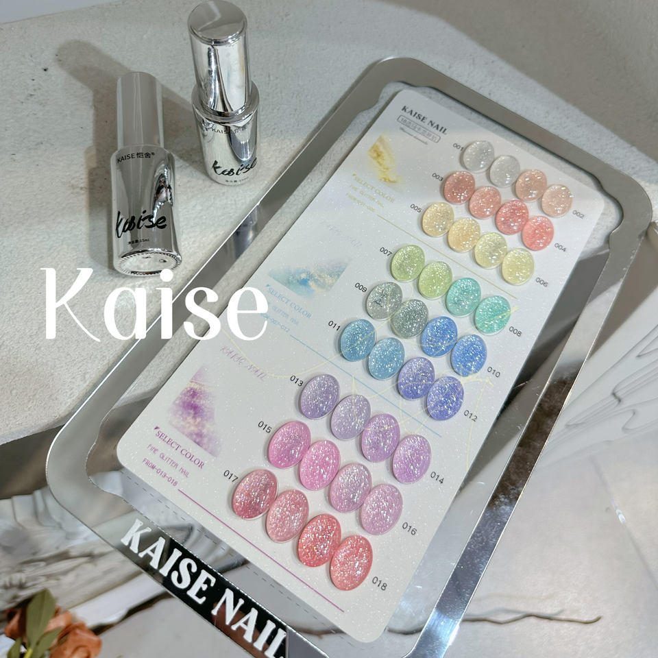 KAISE 2025 Luxury 18-Color Macaron Broken Diamond Nail Gel Set Long ...