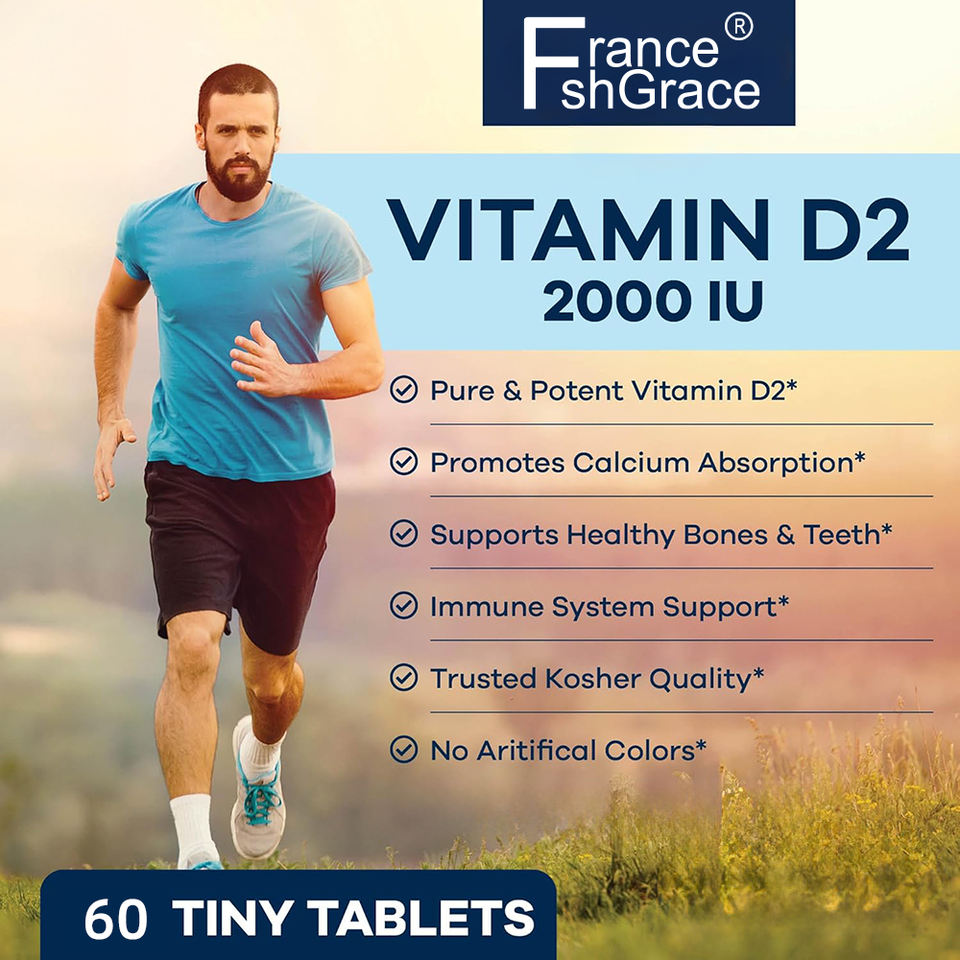 High Potency Vitamin D2 Supplement 60 Capsules Supports Bones and ...