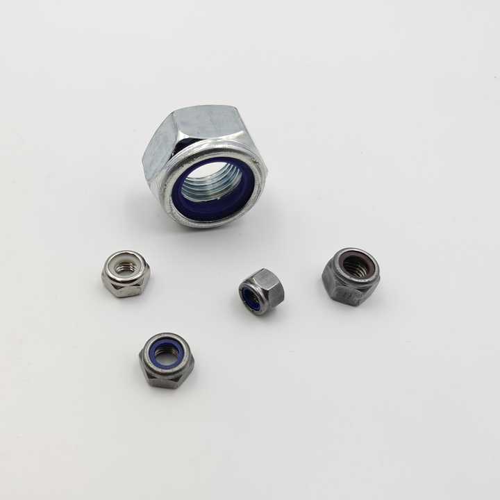 DIN985 Stainless Steel Hex Nut Nylon Lock Insert Construction Machinery Blue Bolts Nuts Steel ...