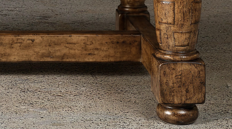 Solid Wood Extendable Dining Table Hand Carved Antique Aged Rustic ...