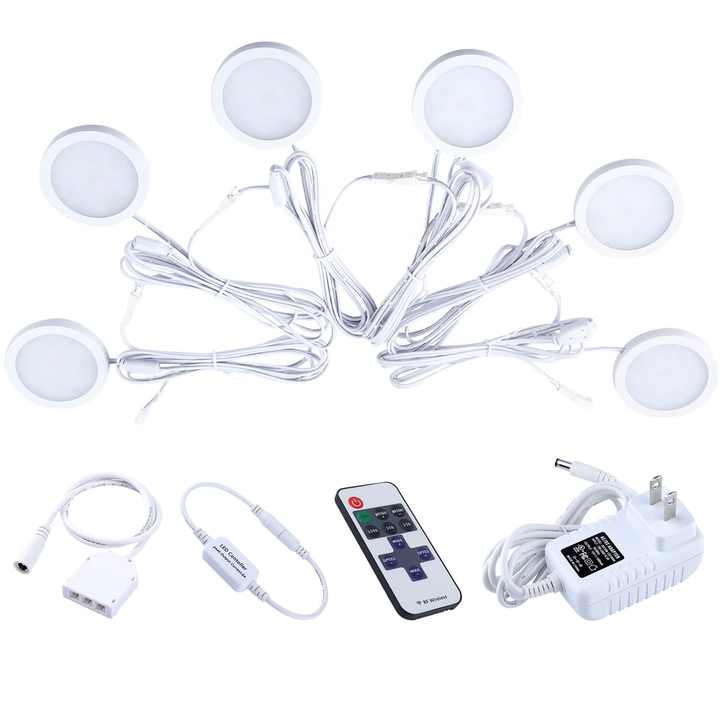 12V Linkable Puck Lights Wired Hardwired Remote Control LED Under ...