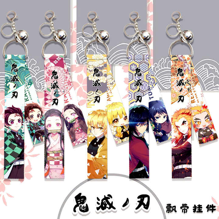 Anime Cartoon Backpack Charm Kimetsu No Yaiba Ribbon Bell Pendant Demon ...