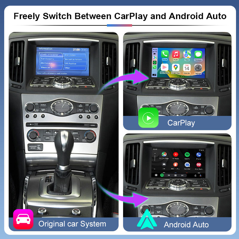 Wireless CarPlay Android Auto Adapter Infiniti G Series G37/G35 Mirror ...