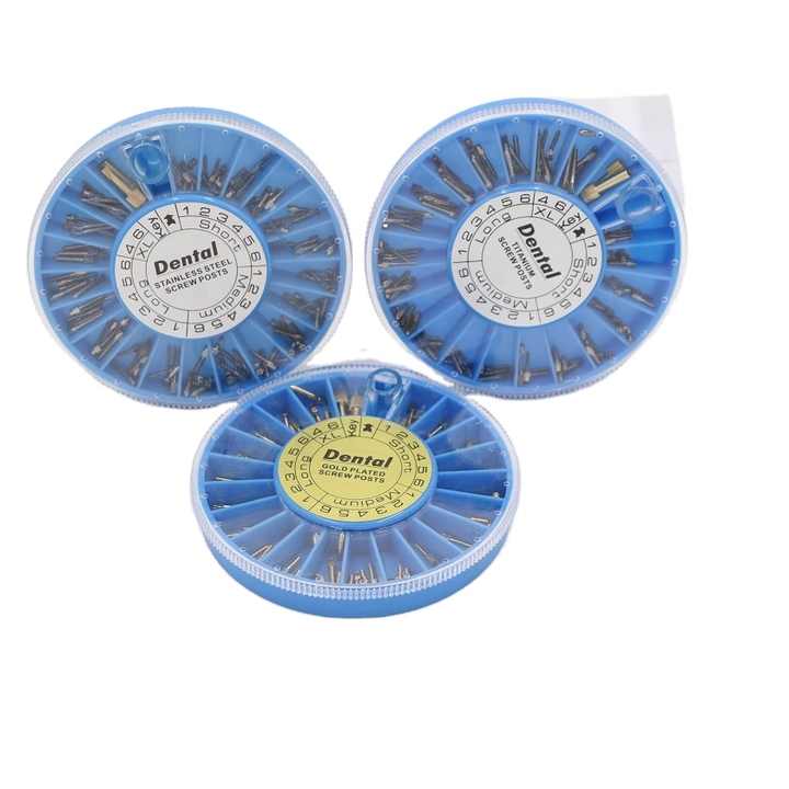 Dental Screw Post - Stainless Steel, Golden Plated, or Titanium Coated