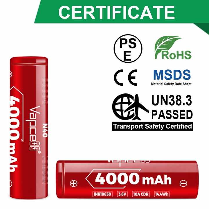 10A 4000mah Vapcell INR18650 N40 Battery for Power Tools