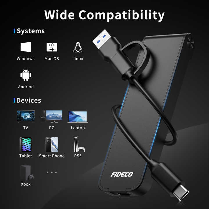 Fideco Tool Free USB C Pcie M.2 SSD Box Enclosure 3.2 NVME