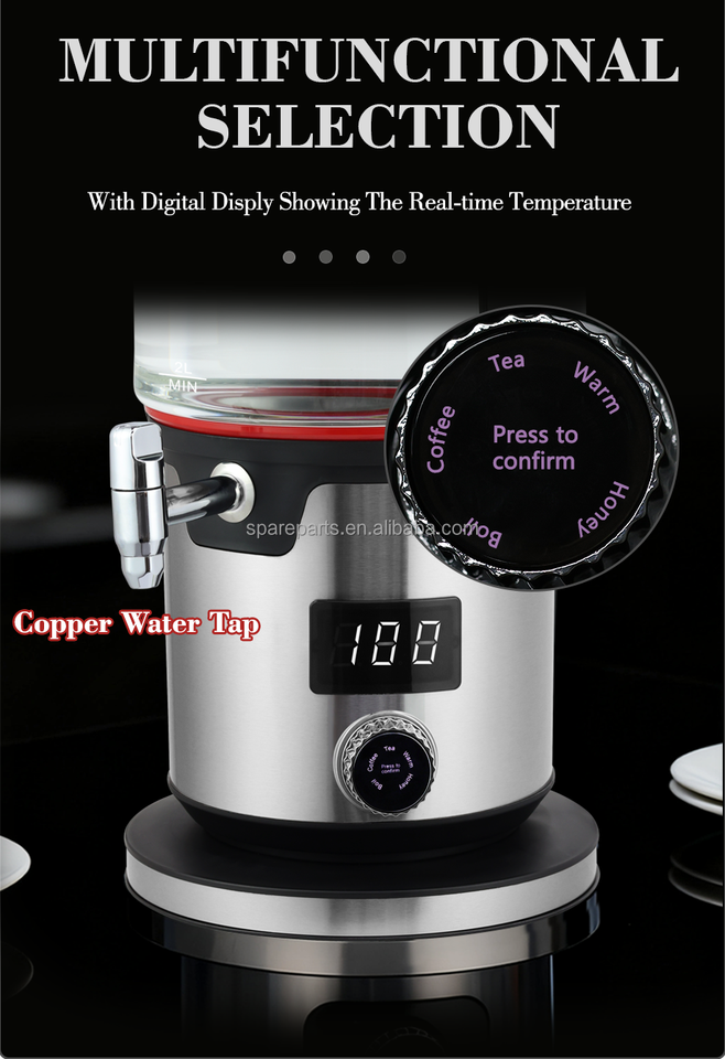 5.6L 2000W Multi-functional Double Russia Samovar Cordless Keep Warm ...