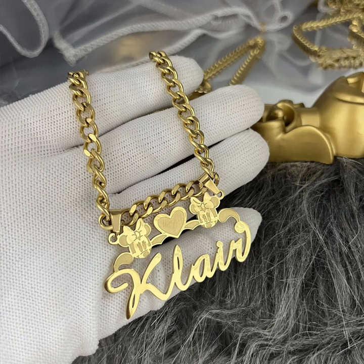 Custom Butterfly Cartoon Character Name Necklace Women Nameplate ...