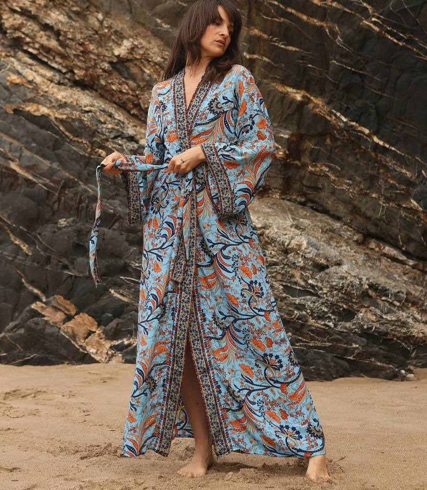 Beach Kimono Cardigans Open Front Swimsuit Cover up Graphic Print ...
