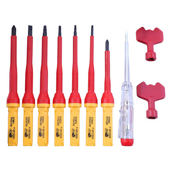 12pcs VDE Insulated Screwdriver Set Magnetic T-shaped 1000V Precision Slotted Phillips Torx Bits ...