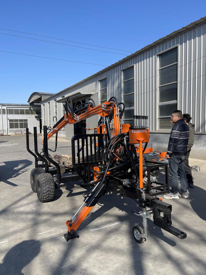 Logging Timber Trailer with Manual Crane - Efficient Log Retrieval