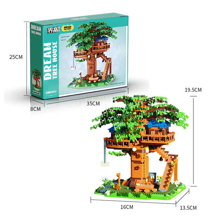 High Difficulty Assembly Jungle Treehouse Building Block Set DIY Cabin ...