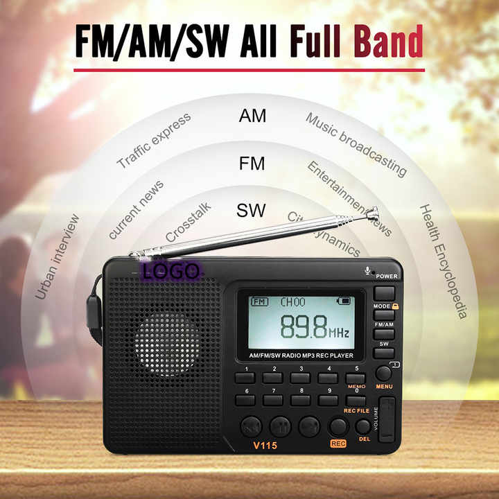 Pocket AM/FM SW Shortwave Radio Built-In Speaker Screen TF Card USB REC ...
