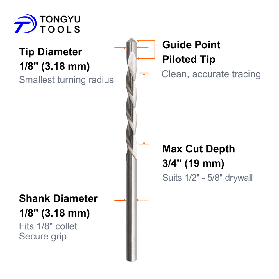 1/8" Drywall Cut-Out Bit - Precision & Controlled Cutting