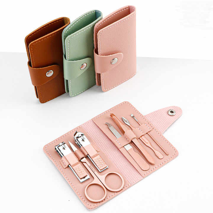 Nail Care Pu Bag - Professional Nail Clipper Kit Set 7pcs