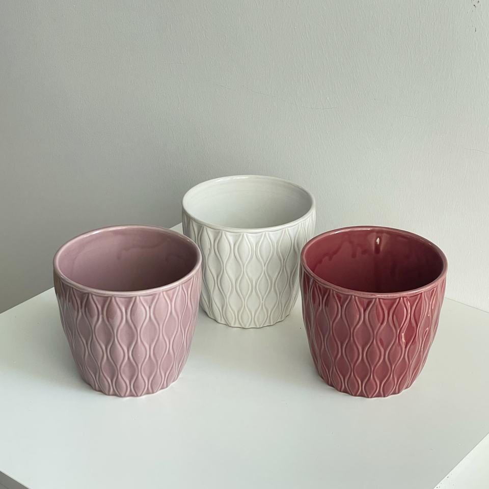 Multicolor Wavy Relief Porcelain Durable Flower Pots for Home Garden ...