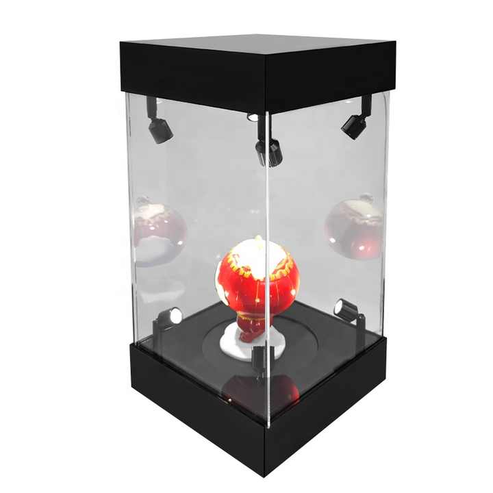 Customized Illuminated Acrylic Toy Display Case DC Adapter Mirror LED ...