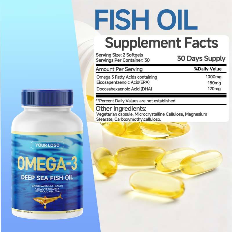 OEM Fish Oil Softgels Omega-3 DHA 1000mg Brain Supplements Vitamins ...