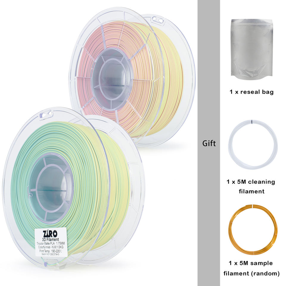 ZIRO 3D Printer Filament - 1.75mm Tricolor, 1kg/roll
