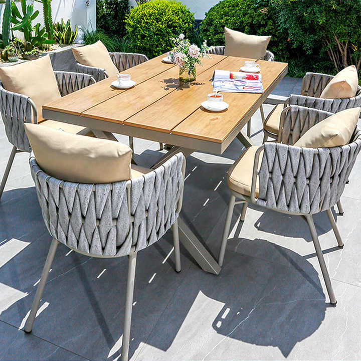 All Weather Aluminum Rope Wicker Weave Outdoor Furniture Patio ...