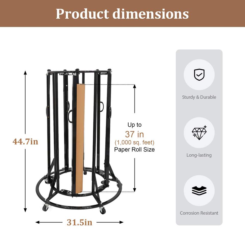 JH-Mech Custom Paper Roll Holder for Crafting Horizontal Holds up to 5 ...
