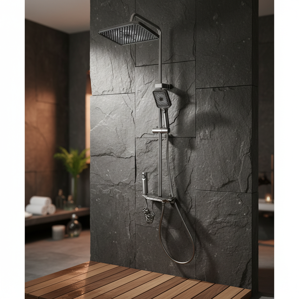 Independent Stainless Steel Shower Set with Mechanical Mixer Hot and ...