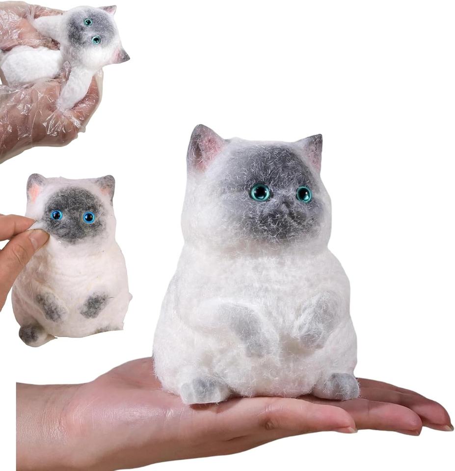 Ingenious Idea Realistic British Shorthair Cat Squishy Toy TPR Soft ...