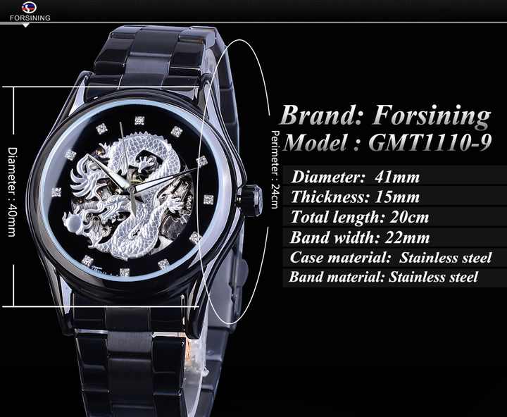 For Forsining Luxury Vintage Steel Watch for Men Top Brand Chinese ...