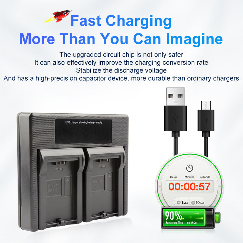 RingTeam BP110 Battery Dual Charger with LCD Light BP110 BP-110 Battery ...