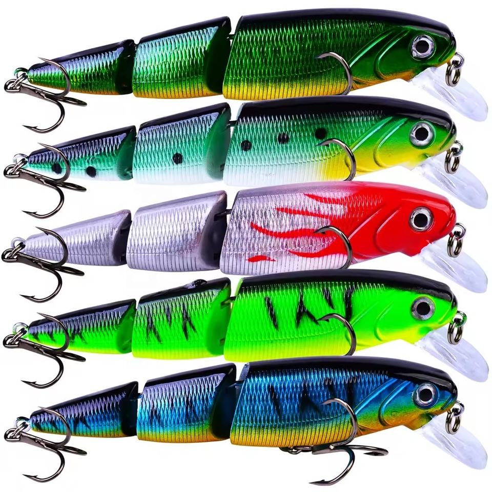 Bass Fishing Lure Set 3 Segments Sinking Minnow Multi Jointed Bass ...