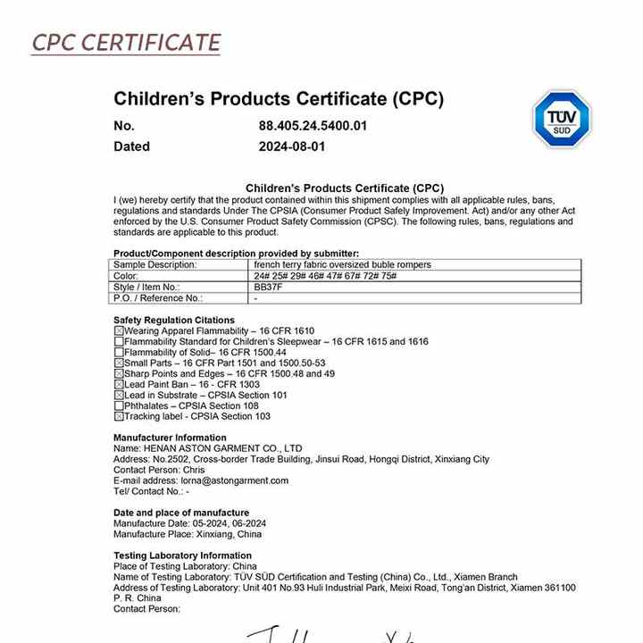 CPC Certified Organic Cotton Baby Bubble Romper - 7 Days Sample