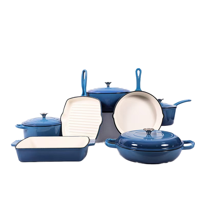 High-Grade Cast Iron Cookware Set with Modern Design Enamel Coated Non ...