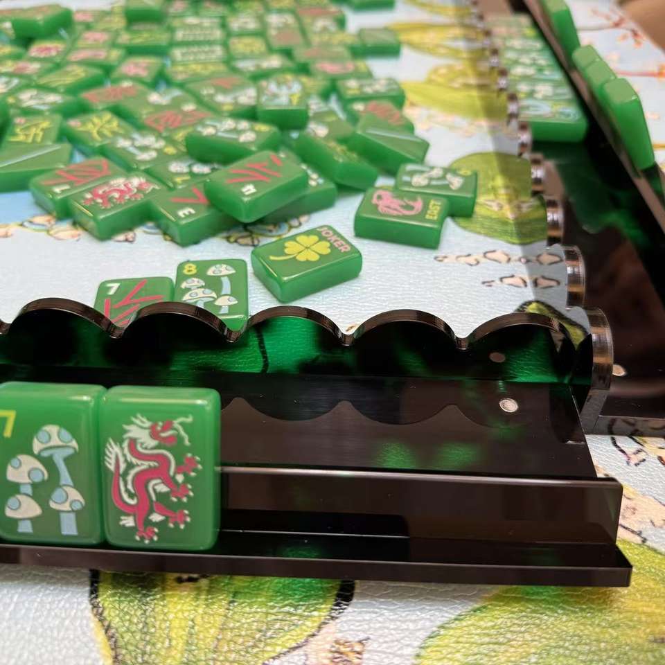 Luxury Emerald Green American Mahjong 166 Tiles Custom Mermaid Phoenix ...