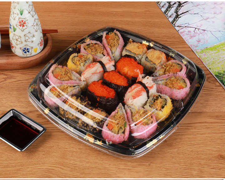 Bento Takeaway Packaging Takeout Sushi Tray Luxury Plastic Round Square ...