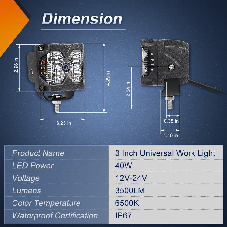 OVOVS Led Strobe Light 3 Inch Cube Led Work Light Pod for Off-Road ...